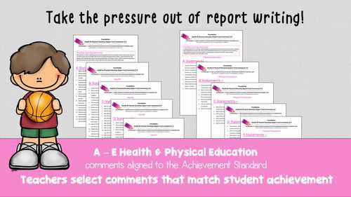 Australian Curriculum Foundation/ Prep HPE Report Card Comments by ...