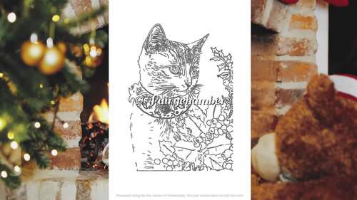 Festive Feline: Vintage Christmas Cat Coloring Page by Fairychamber
