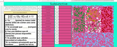 Subjunctive Digital Mystery Picture | Spanish Pixel Art by La Profe Plotts
