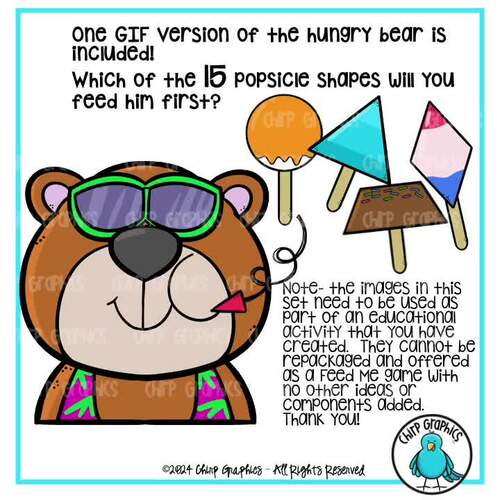 Feed the Bear 2D Popsicle Shapes Clip Art Set by Chirp Graphics | TPT