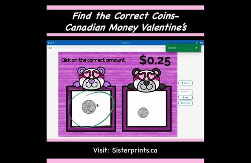 Find the Correct Coins- Canadian Money Valentine's by Sister Prints