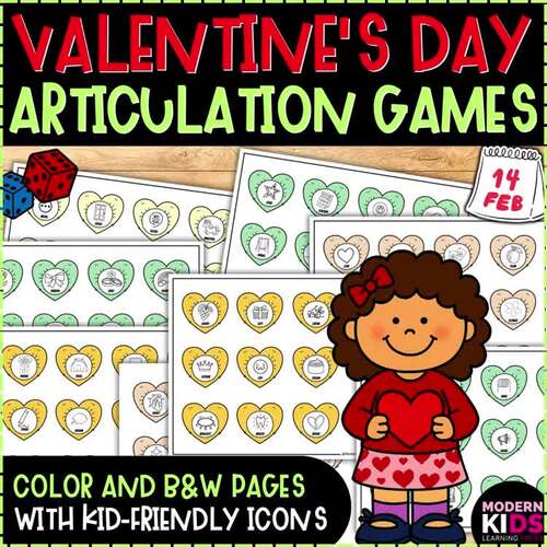 Valentines Day Speech Therapy Articulation Games | No-Prep SLP Activities
