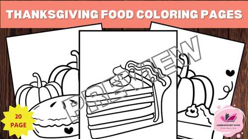 Thanksgiving Food Coloring Pages by learning opportunity with me