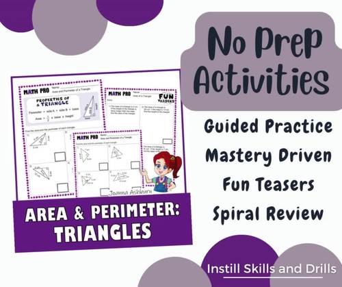 Area and Perimeter of Triangles Practice Worksheets and Video Link