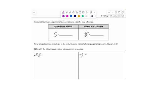 Division Properties of Exponents Guided Notes, Practice Worksheet ...