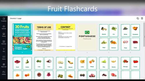 PORTUGUESE fruits FLASH CARDS | fruits Portuguese flashcards FRUTAS