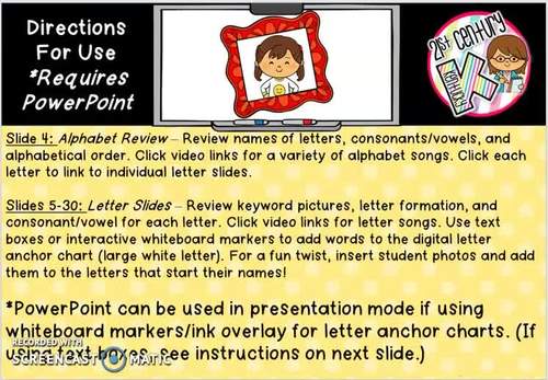 Interactive Alphabet Review for Kindergarten - PowerPoint by 21st Century K