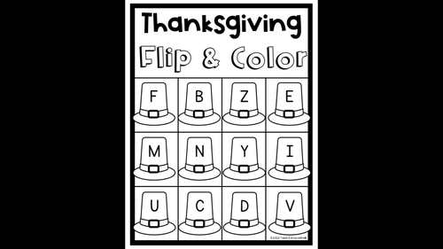 Thanksgiving Alphabet Letter Recognition Flip and Color Printables BUNDLE