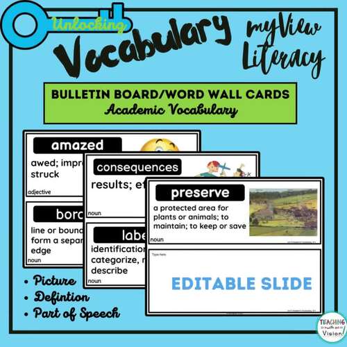 myView Literacy 4th Grade Unit 5 Weeks 1-5 Vocabulary Cards Digital & Print