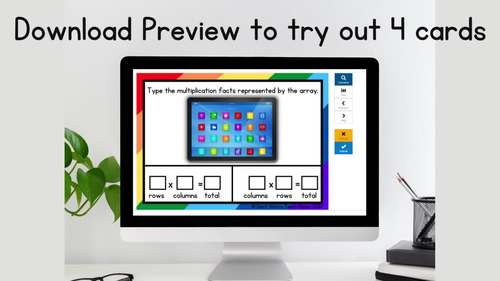 Multiplication with Arrays Task Cards Self-Grading Digital and Printable