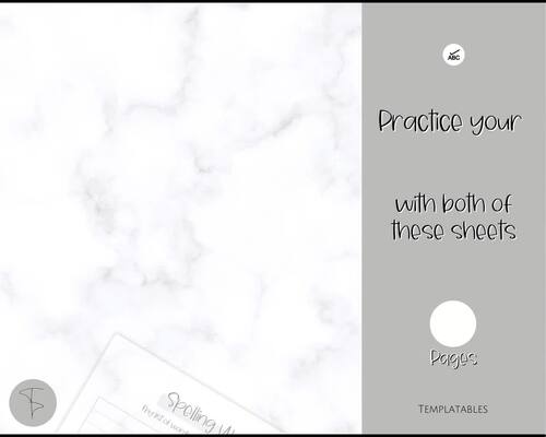 Spelling Practice Worksheet Templates for Spelling Word Tests | Mono