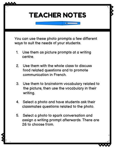 French food photo writing prompts | oral communication | centres en ...