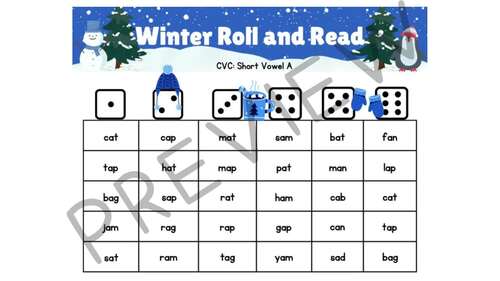 Winter & Holiday Roll & Reads: Phonics Fluency Game! | 80 Worksheet Bundle
