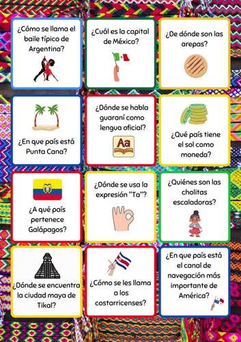 150 Preguntas y respuestas sobre los países hispanohablantes | TPT