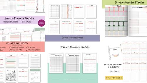 Printable Service Provider Planner - Pastel Floral by Play Therapy Creative