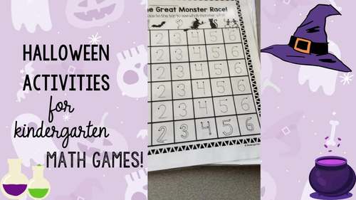 Kindergarten Halloween Math Hands-On Games and Math Centers - No Prep!