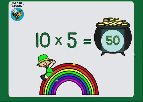 MULTIPLICATION ST PATRICKS DAY BOOM CARDS SPRING MIXED MULTIPLICATION FACTS