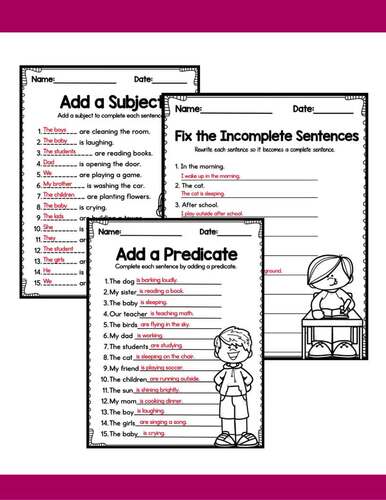 Complete and Incomplete Sentences Worksheet | Grammar worksheets by ...