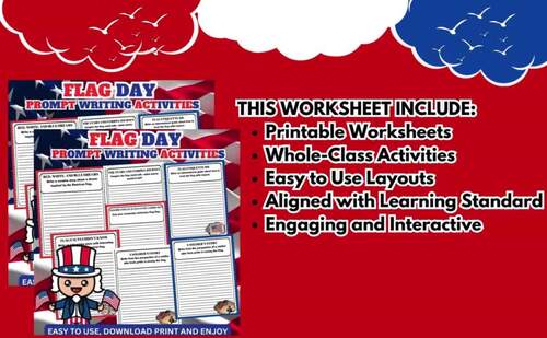 Flag Day Creative Writing Prompt Activities 2nd,3rd,4th,5th,6th,7th,8th,Gr