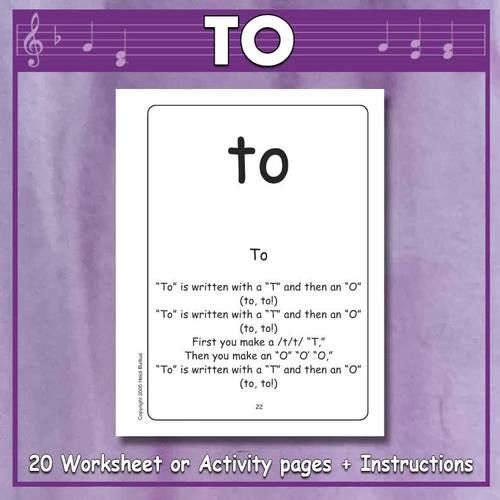 Sight Word TO - Worksheets & Song - Heidi Songs by HeidiSongs | TPT