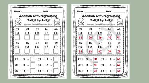 2 Digit by 1 Digit Addition with Regrouping Worksheets | Grade 2–3 | No ...