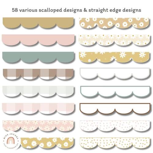 Bulletin Board Borders | Scalloped & Straight | Daisy Gingham Classroom ...