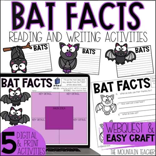 All About Bats Webquest Reading Comprehension Activities & Writing Craft