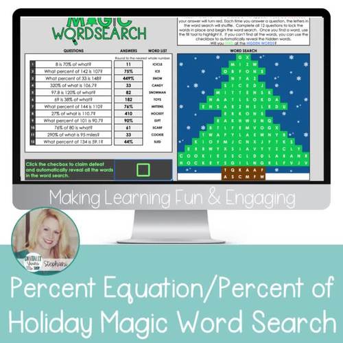 Percent Equations - Percent of - Christmas - Holiday Digital Activity