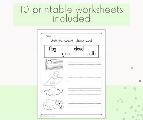 L-Blends Worksheets for First Grade | Beginning Sounds Worksheets