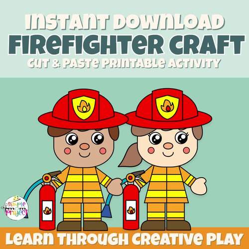 Firefighter Cut & Paste Craft | Community Helper Printable Activity