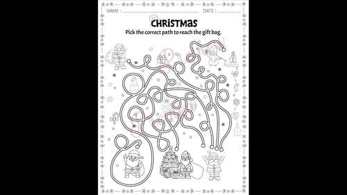 Christmas Worksheets Bundle | Cut & Paste, Matching, Dot-to-Dot ...