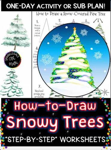 Snowy Christmas Trees Drawing Lesson Winter Art Project Grades 5–9 ...