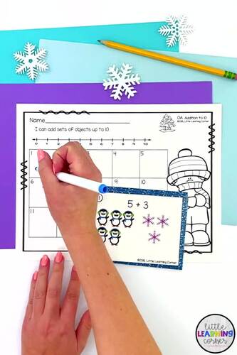 Addition to 10 WINTER math Task Cards by Little Learning Corner | TPT
