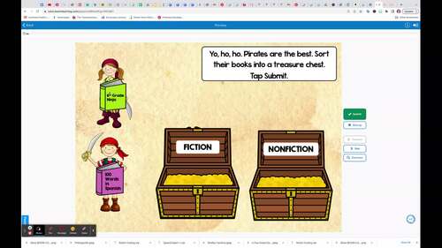 Library Skills -- Pirates Sort Fiction and Nonfiction BOOM™ Cards