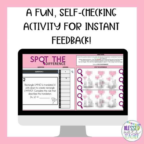 Geometric Transformations Digital Activity and Worksheet - Valentine's Day