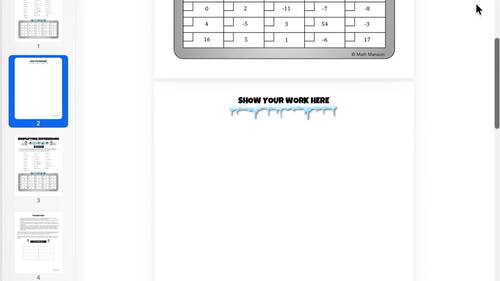 6th/7th/8th Grade Math Winter Activity Algebraic Expressions Review Game