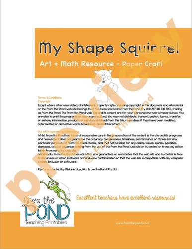 Squirrel Math 2D Shapes Craft by From the Pond | TPT