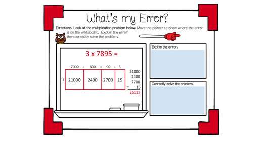 4 x 1 digit Area Model Multiplication Math Error Analysis 4th Grade