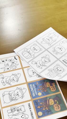 Halloween Mini Coloring Book | One Page Printable Craft | Bear Coloring ...