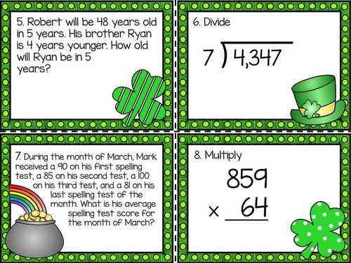 St. Patrick's Day 4th Grade Spiral Math Review | Test Prep | Digital ...