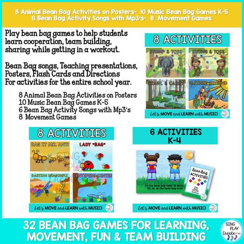 Bean Bag Game and Activities Bundle: Music, Preschool, PE, Movement Classes