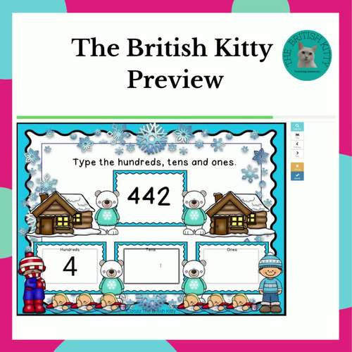 Winter Place Value Hundreds Tens Ones 3-Digit Numbers Math Boom Cards™