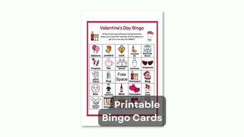 Valentine’s Day Bingo Cards, 50 Printable Cards, Classroom Bingo Games ...