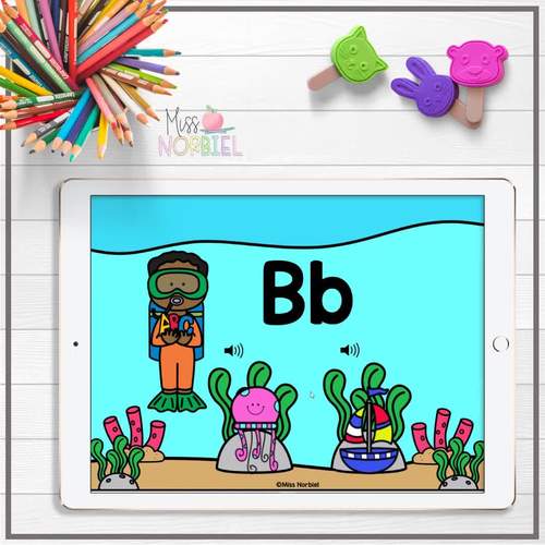 ALPHABET BOOM CARDS SPANISH, BEGINNING SOUNDS SPANISH by Miss Norbiel