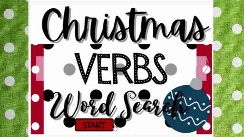 CHRISTMAS THEME VERBS: Christmas Verbs Word Search 15 BOOM CARDS