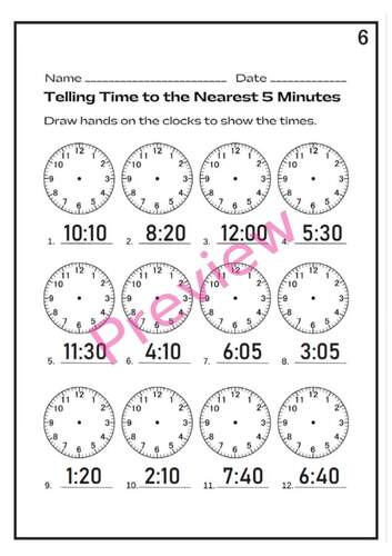 Telling Time to the Nearest 5 Minutes Worksheets by RED Sheets | TPT