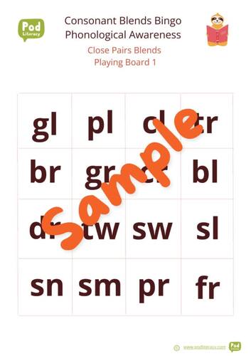 Consonant Blends Bingo Phonological Awareness and Phonics by Pod Literacy