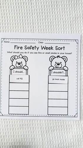 Fire Safety Week Sort – I Should or I Shouldn’t Cut and Paste Sorting ...