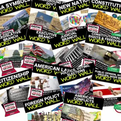 American Law Word Wall and Activity Pages Print & Google | Civics
