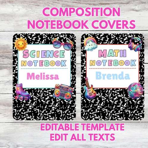 Editable Groovy Retro Composition Notebook Covers- Composition Notebook ...
